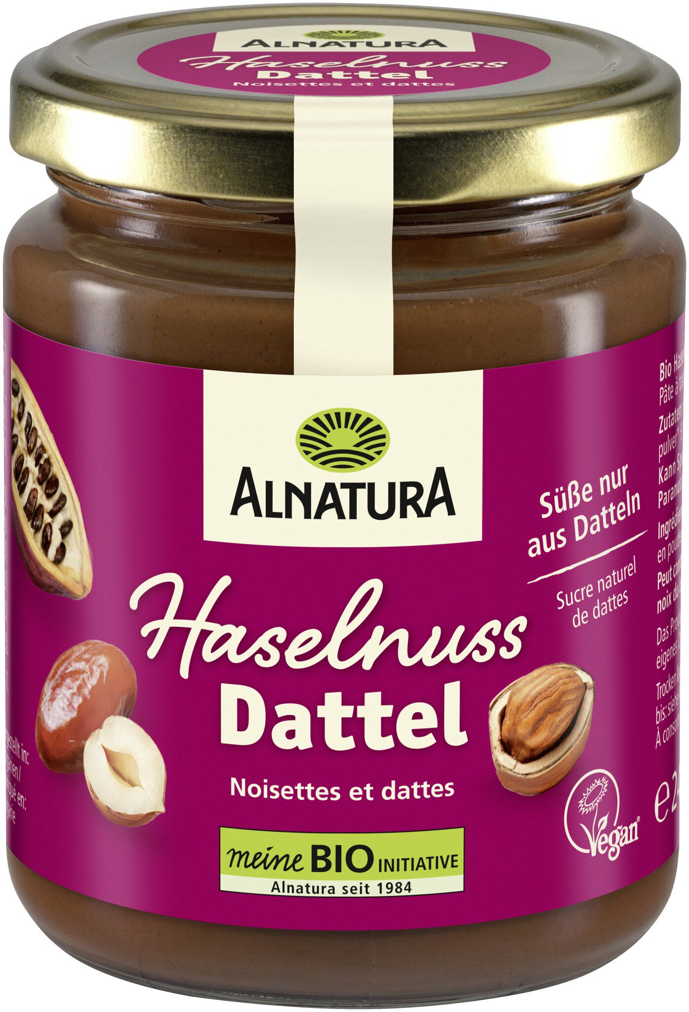 Haselnuss-Dattel-Creme (240 g) in Bio-Qualität von Alnatura