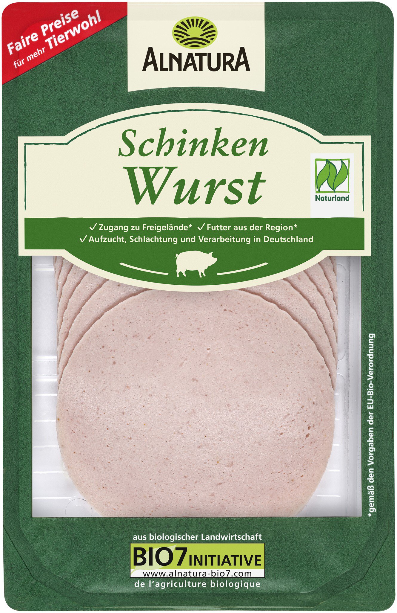 Schinkenwurst (80 g) in Bio-Qualität von Alnatura